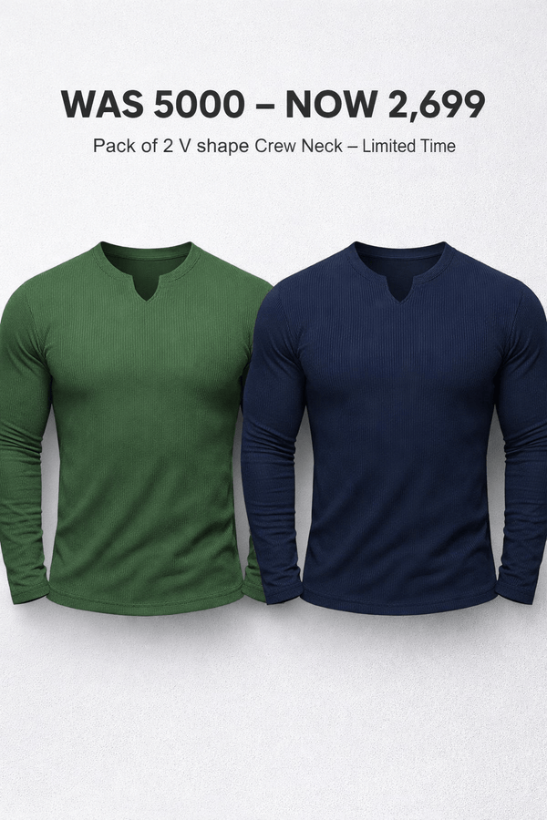 Bundle of Two V Shaped Crew Neck Long Sleeves Knitted TShirt | Best ...